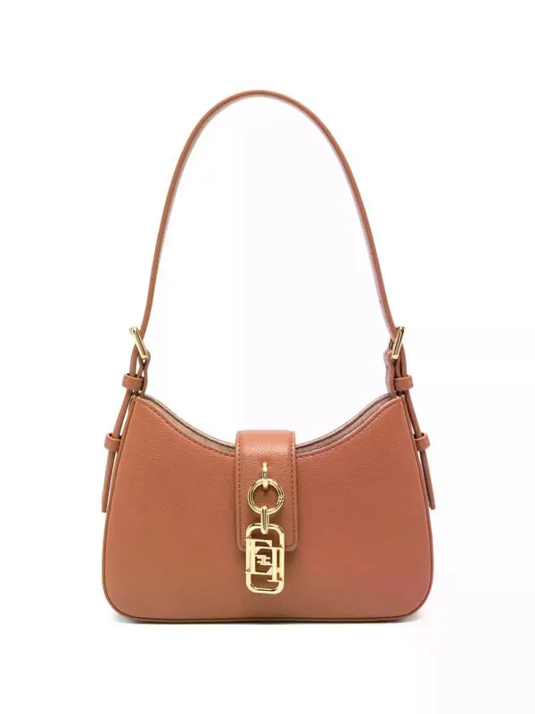 Elisabetta Franchi Small Logo-charm Shoulder Bag - Brown