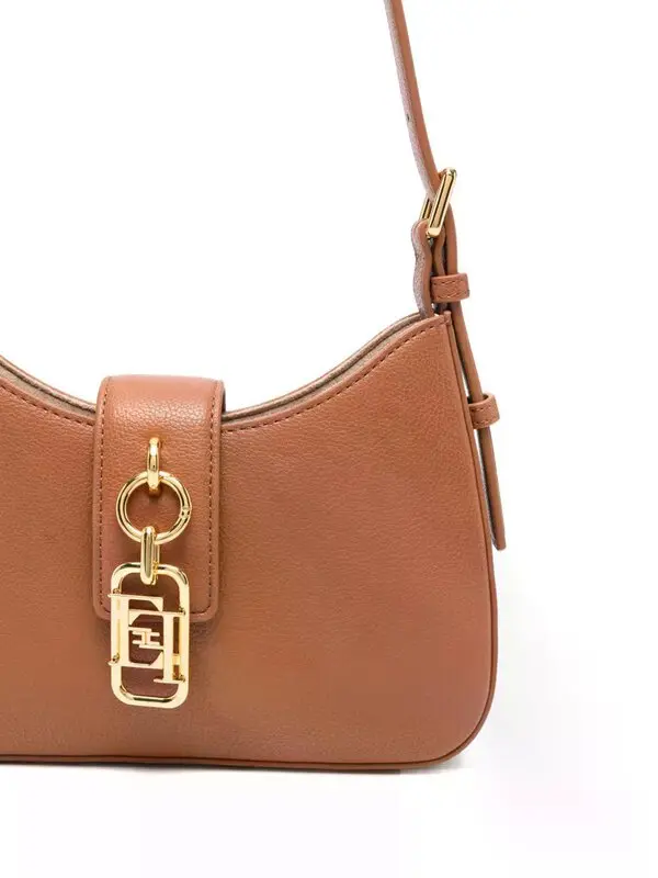 Elisabetta Franchi Small Logo-charm Shoulder Bag - Brown