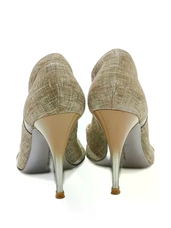 Stella McCartney Beige Mesh Detail Pointed-toe Heeled Pumps
