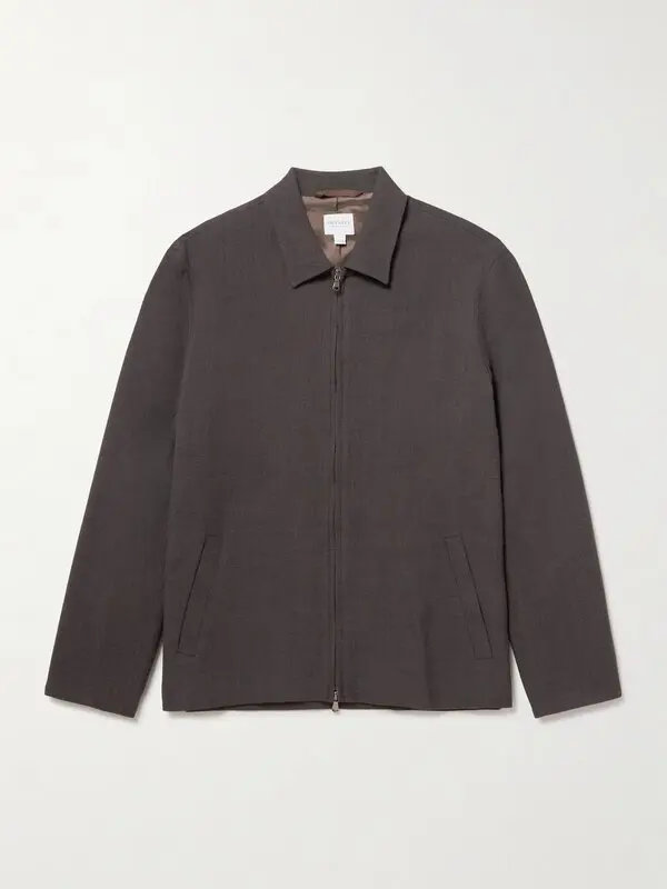 Sunspel Textured Wool-blend Harrington Jacket
