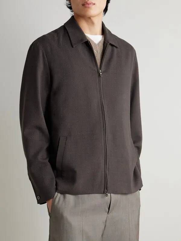 Sunspel Textured Wool-blend Harrington Jacket