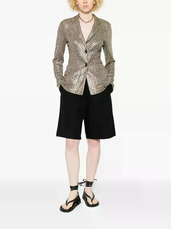 SIYU Patterned Button-fastening Blazer