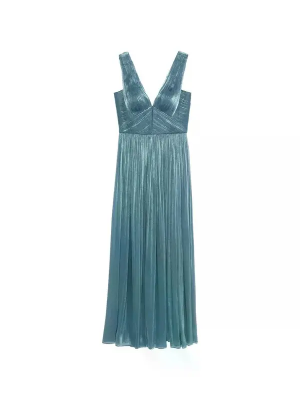 Costarellos V-neck Pleated Dress