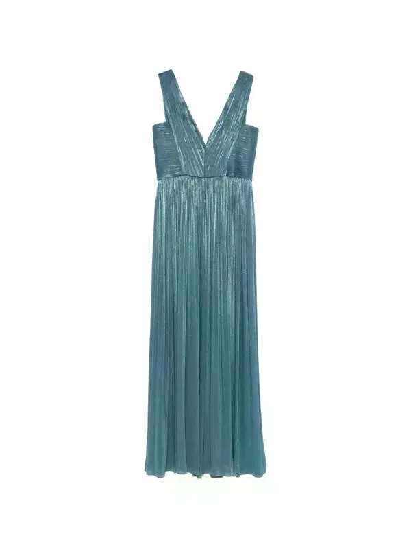 Costarellos V-neck Pleated Dress