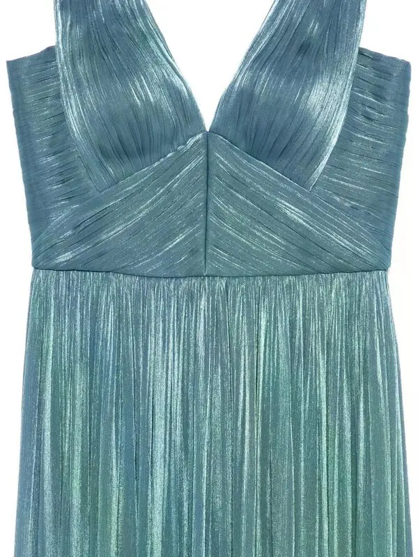 Costarellos V-neck Pleated Dress