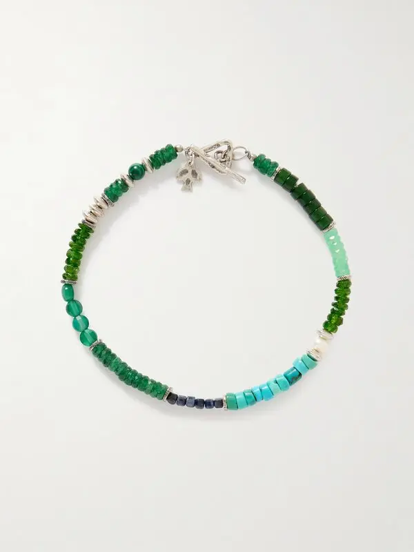 PEYOTE BIRD Forest Grove Sterling Silver Multi-stone Bracelet - Green
