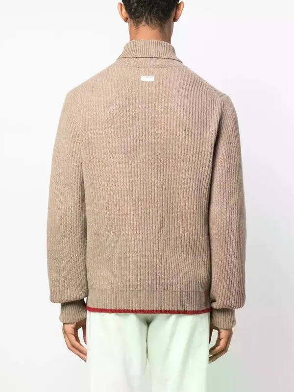 FAY Ribbed-knit Roll-neck Sweatshirt - Brown