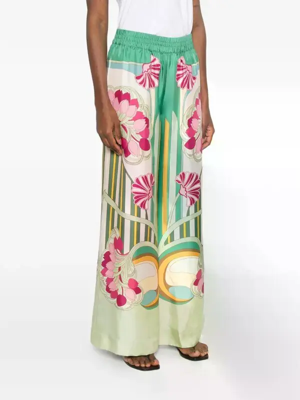 La DoubleJ Floral Striped Trousers