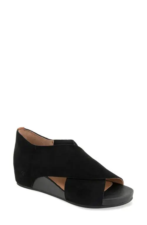 Gentle Souls Gainey Hidden Wedge Sandal - Black Suede