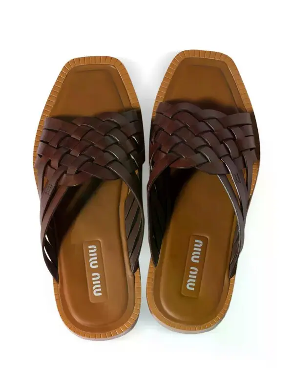 Miu Miu Woven Leather Slides
