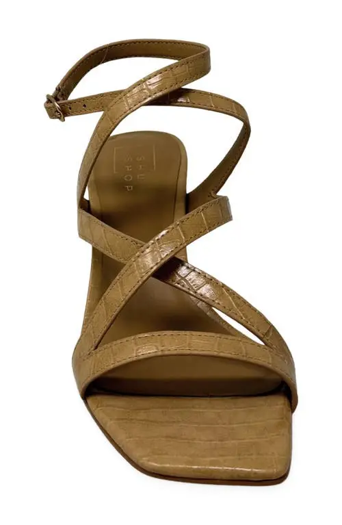 SHU SHOP Gilda Ankle Strap Sandal - Camel Croco