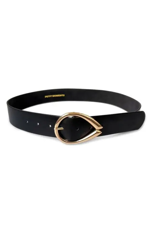 PETIT MOMENTS Curve Faux Leather Belt - Black/gold
