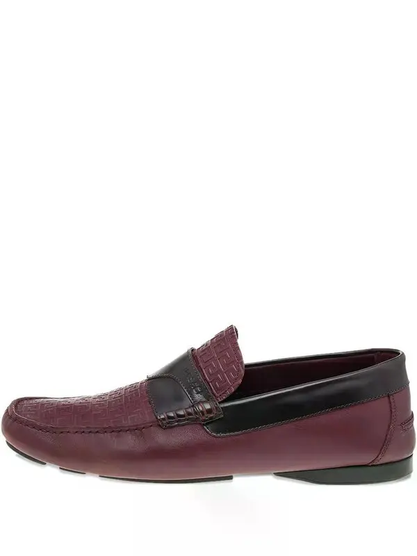 Versace Monogram Embossed Leather Loafers