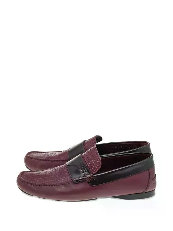 Versace Monogram Embossed Leather Loafers