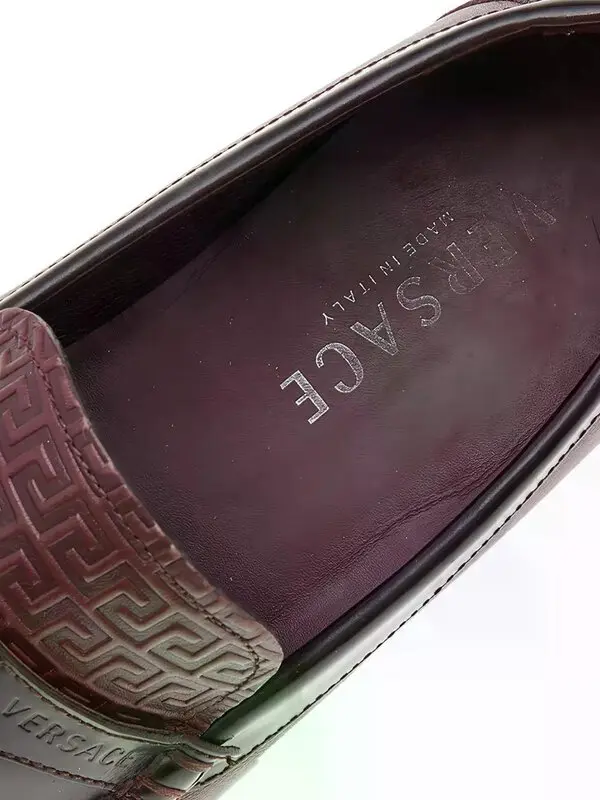 Versace Monogram Embossed Leather Loafers