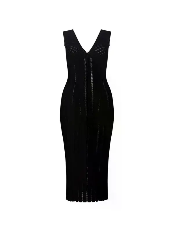 Elisabetta Franchi Knit V-neck Midi Dress - Black