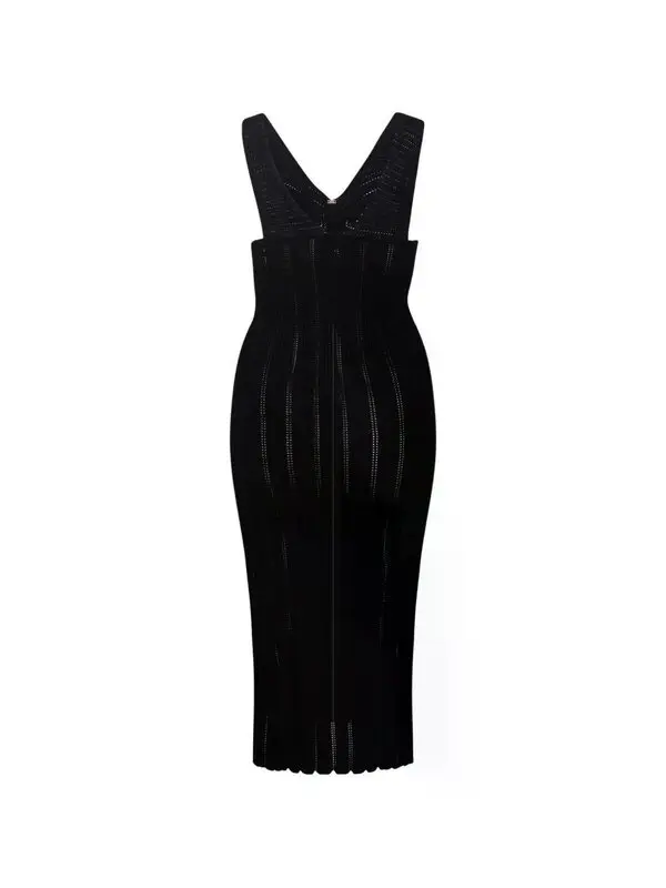 Elisabetta Franchi Knit V-neck Midi Dress - Black