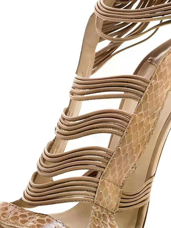 JIMMY CHOO Python Leather Stiletto Gladiator Sandals