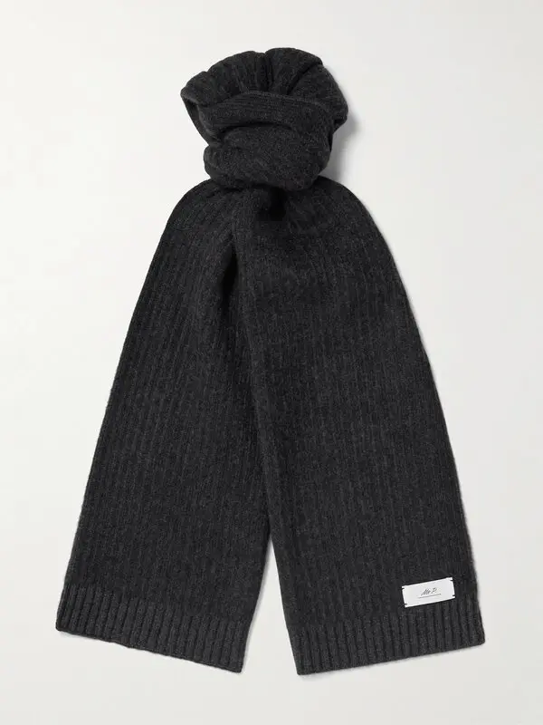Mr P. Ribbed Cashmere Scarf - Black