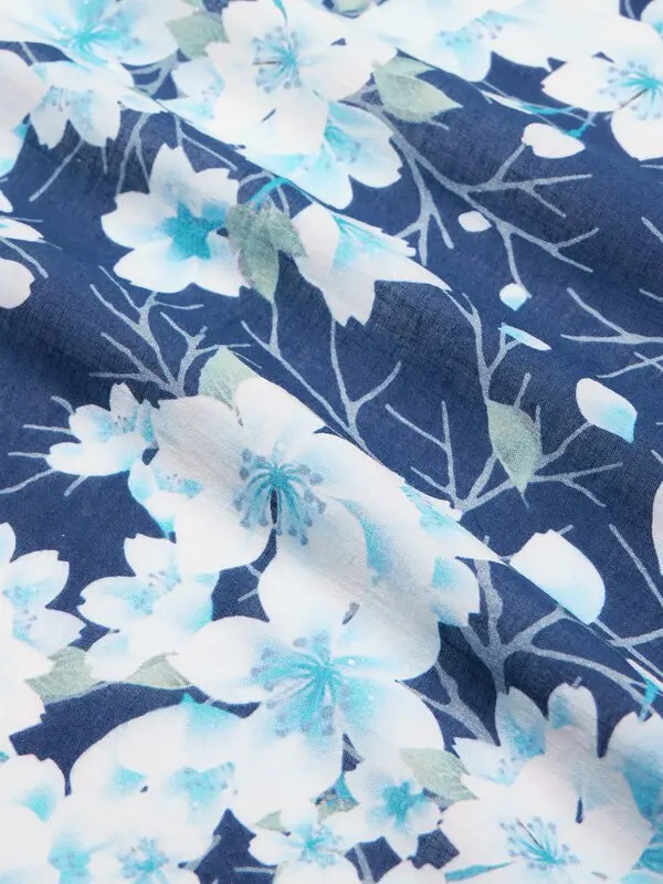 Blue Blue Japan Sakura Kaza Printed Cotton-voile Bandana