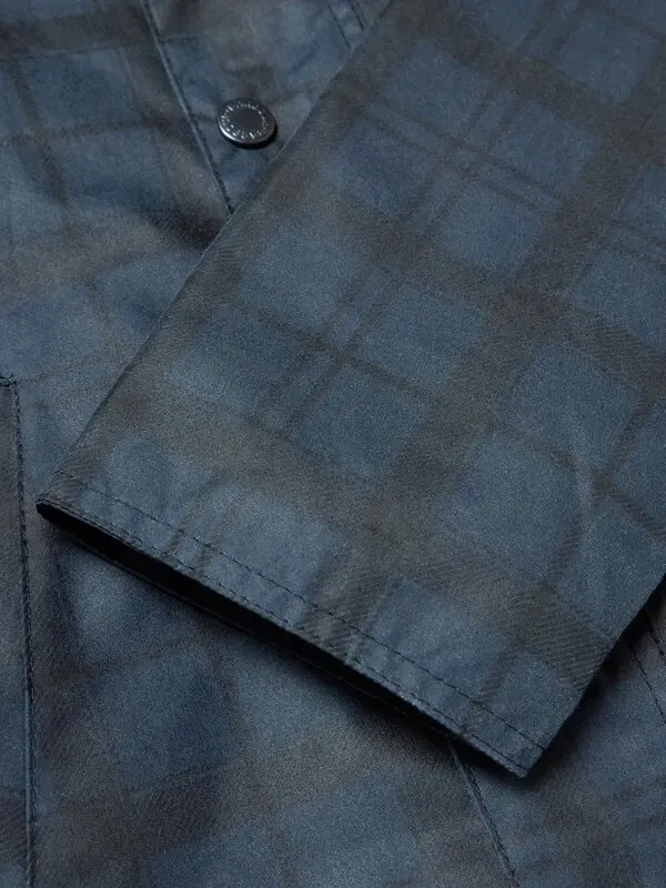 Barbour Ambleside Checked Waxed-cotton Jacket With Corduroy Collar - Blue