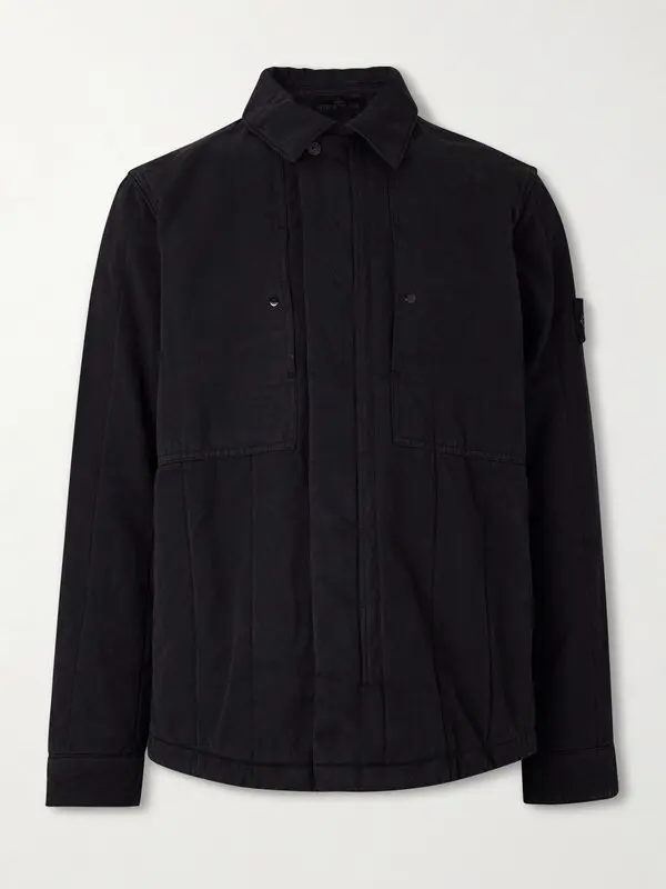 Stone Island Ghost Appliquéd Padded Cotton And Linen-blend Primaloft® Overshirt