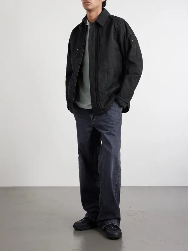 Stone Island Ghost Appliquéd Padded Cotton And Linen-blend Primaloft® Overshirt