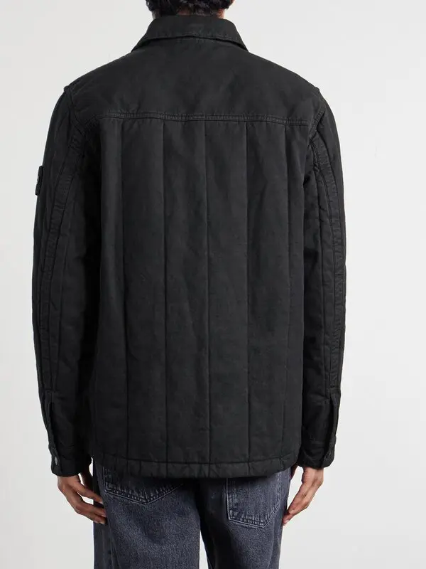 Stone Island Ghost Appliquéd Padded Cotton And Linen-blend Primaloft® Overshirt
