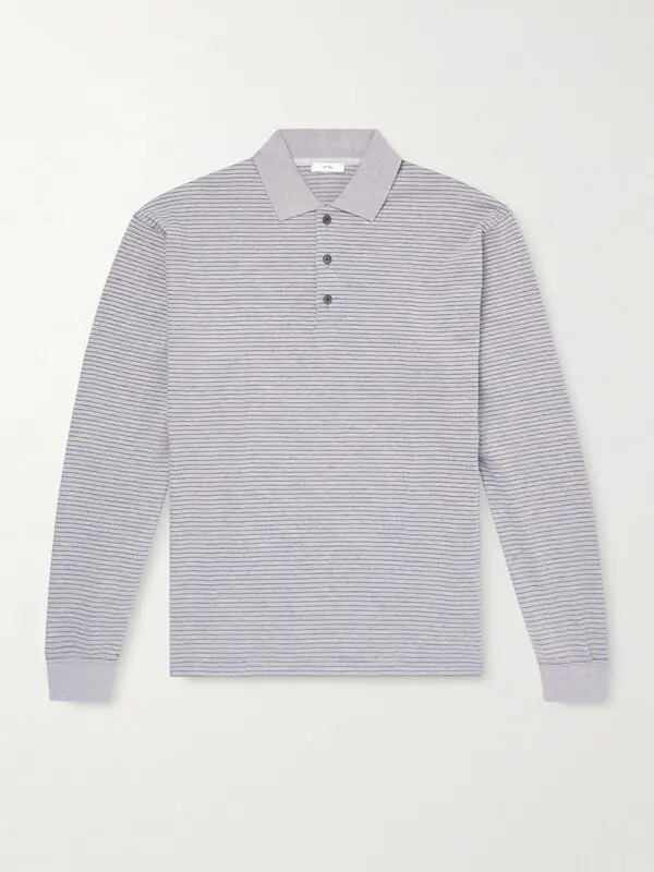 ATON Striped Suvin Cotton-jersey Polo Shirt