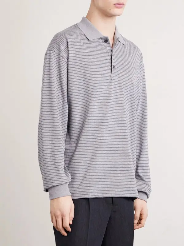 ATON Striped Suvin Cotton-jersey Polo Shirt