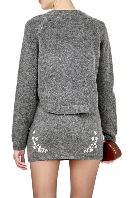 Endless Rose Floral Embroidered Crewneck Sweater