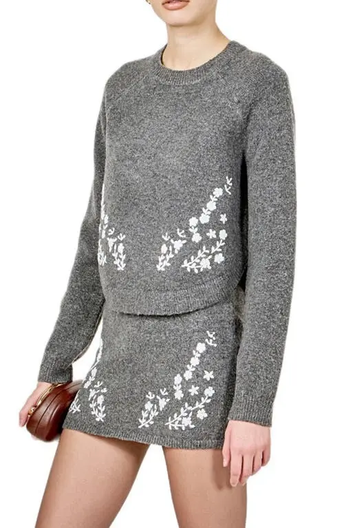 Endless Rose Floral Embroidered Crewneck Sweater