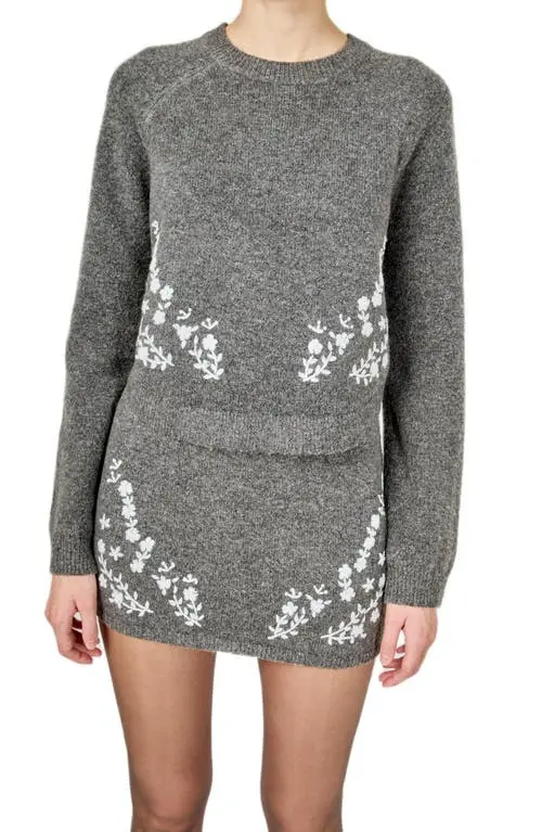 Endless Rose Floral Embroidered Crewneck Sweater