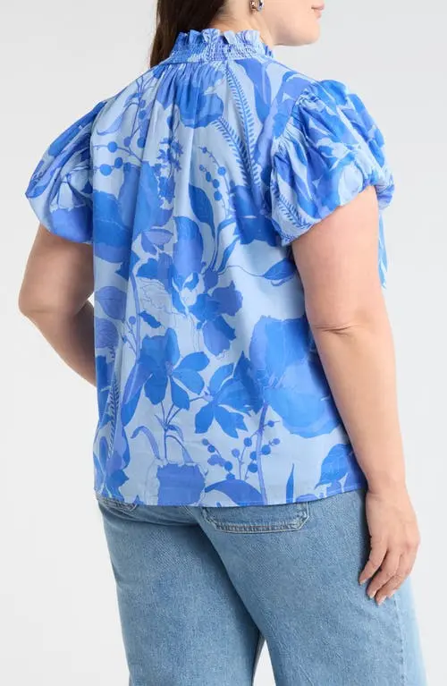 SUGARLIPS Floral Print Cotton Top - Light-blue-multi