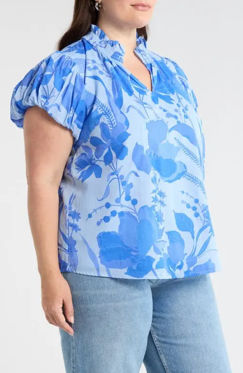SUGARLIPS Floral Print Cotton Top - Light-blue-multi