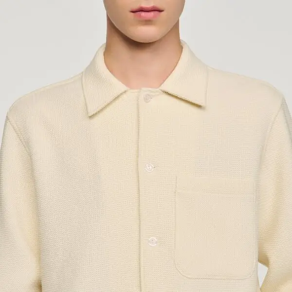 Sandro Textured Shark Collar Shirt - Ecru