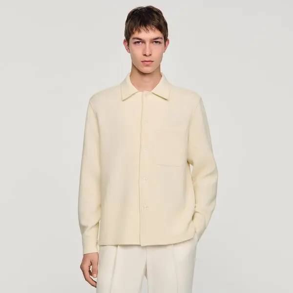 Sandro Textured Shark Collar Shirt - Ecru