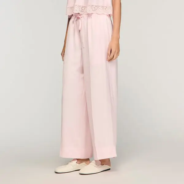 Sandro Satin Wide-leg Trousers - Light Pink