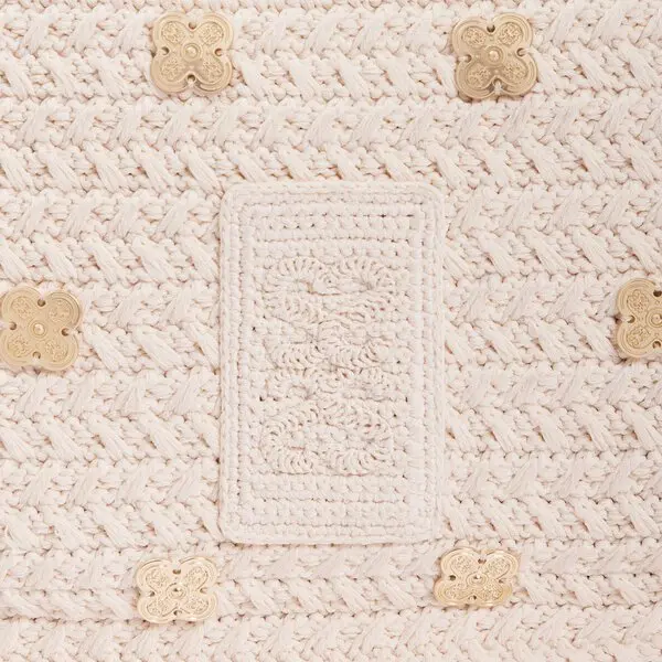 Sandro Crochet Tote Bag With Charms - Ecru