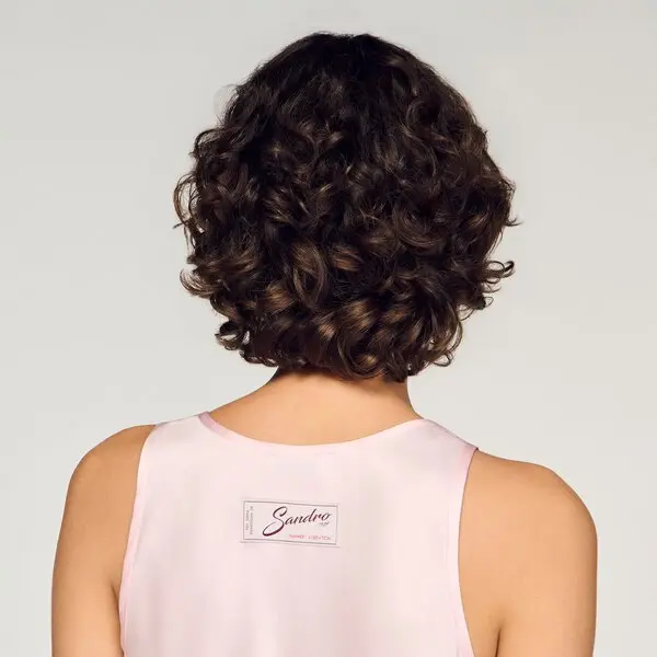 Sandro Satin Top With Lace Trim