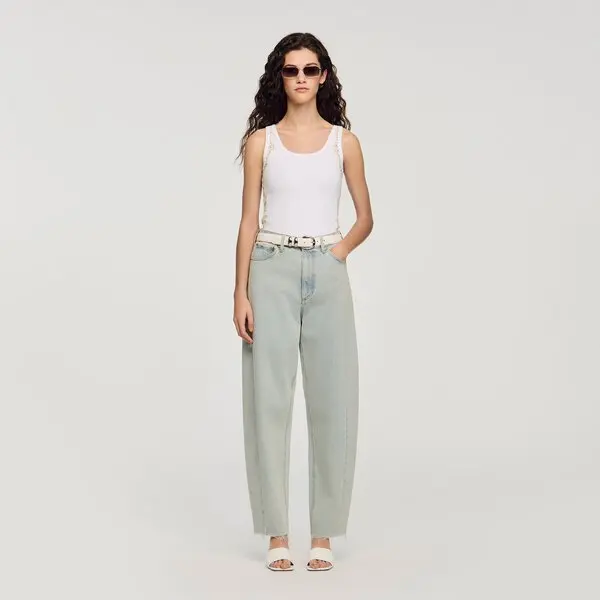 Sandro Cotton Vest Top With Lace - White