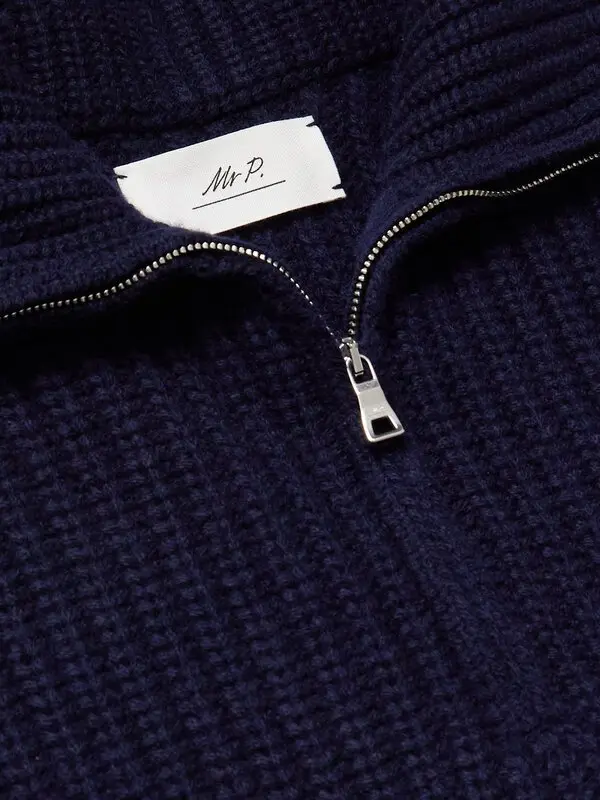 Mr P. Ribbed Wool And Cashmere-blend Half-zip Sweater