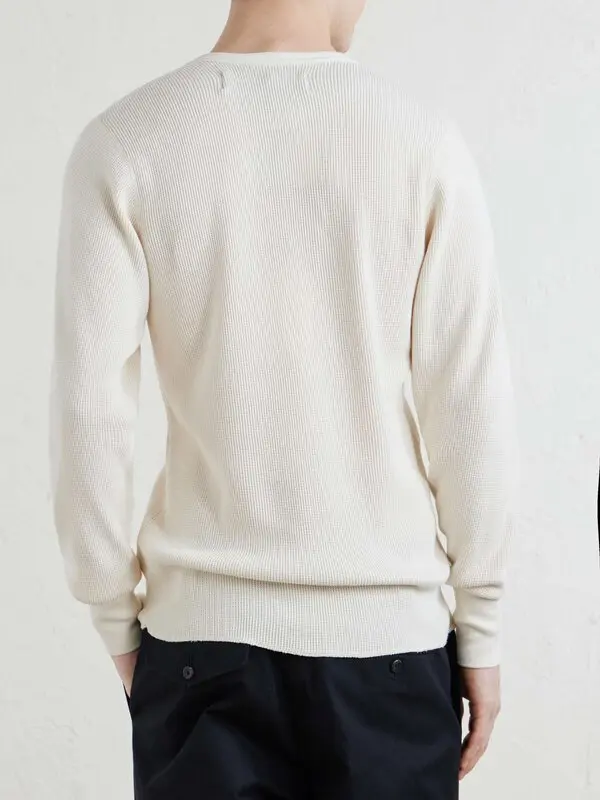 AARON LEVINE Waffle-knit Cotton Sweater