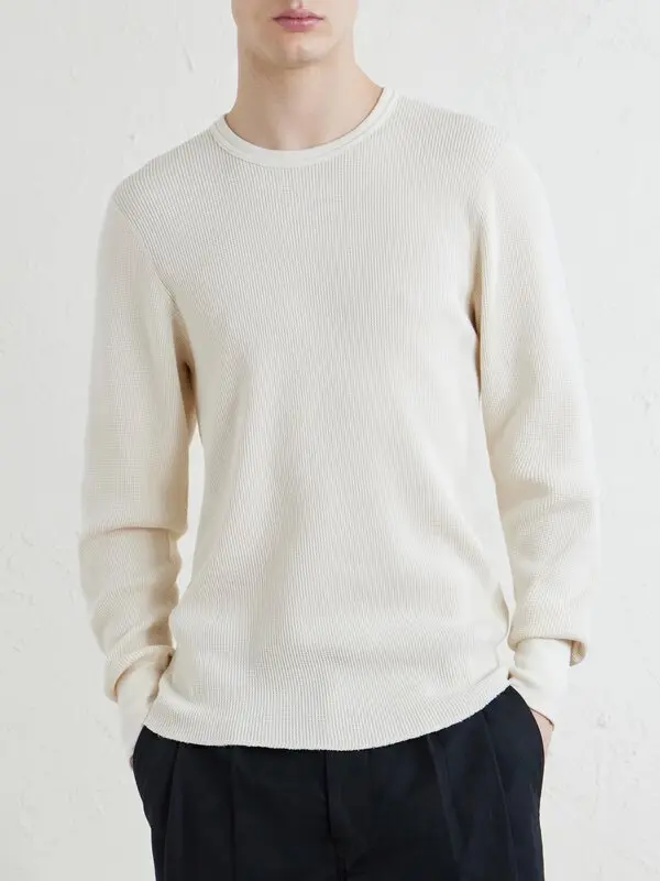 AARON LEVINE Waffle-knit Cotton Sweater