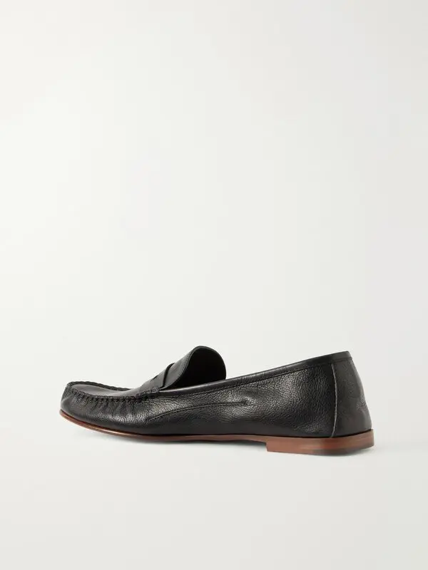 Versace Logo-embellished Leather Penny Loafers - Black