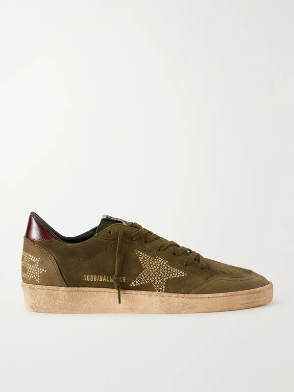 GOLDEN GOOSE Ball Star Distressed Suede Sneakers - Green
