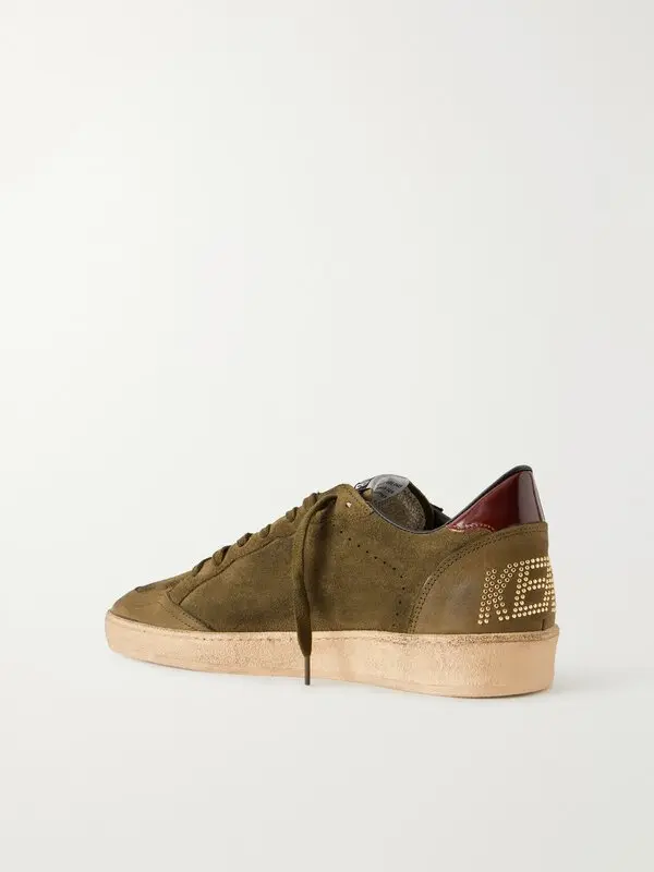 GOLDEN GOOSE Ball Star Distressed Suede Sneakers - Green