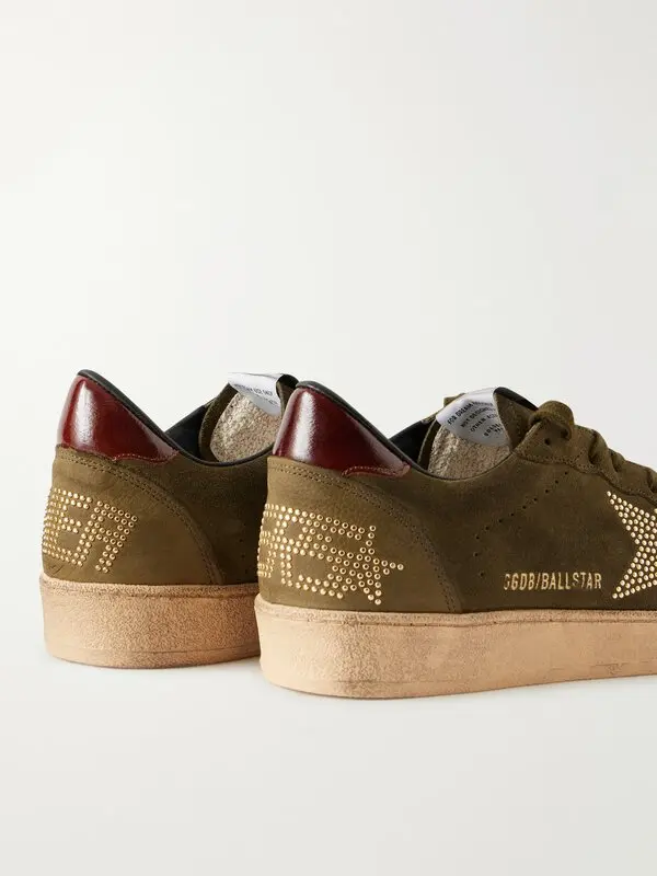 GOLDEN GOOSE Ball Star Distressed Suede Sneakers - Green