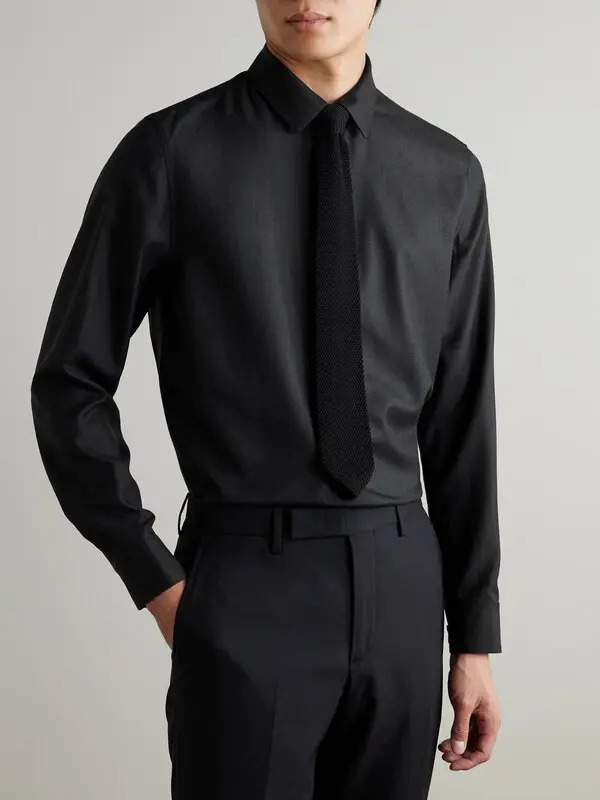Mr P. Wool, Silk And Cashmere-blend Shirt - Gray