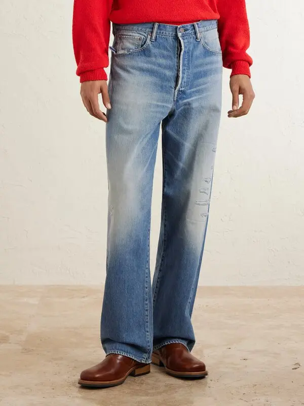Visvim Social Sculpture 01 Wide-leg Selvedge Jeans - Blue
